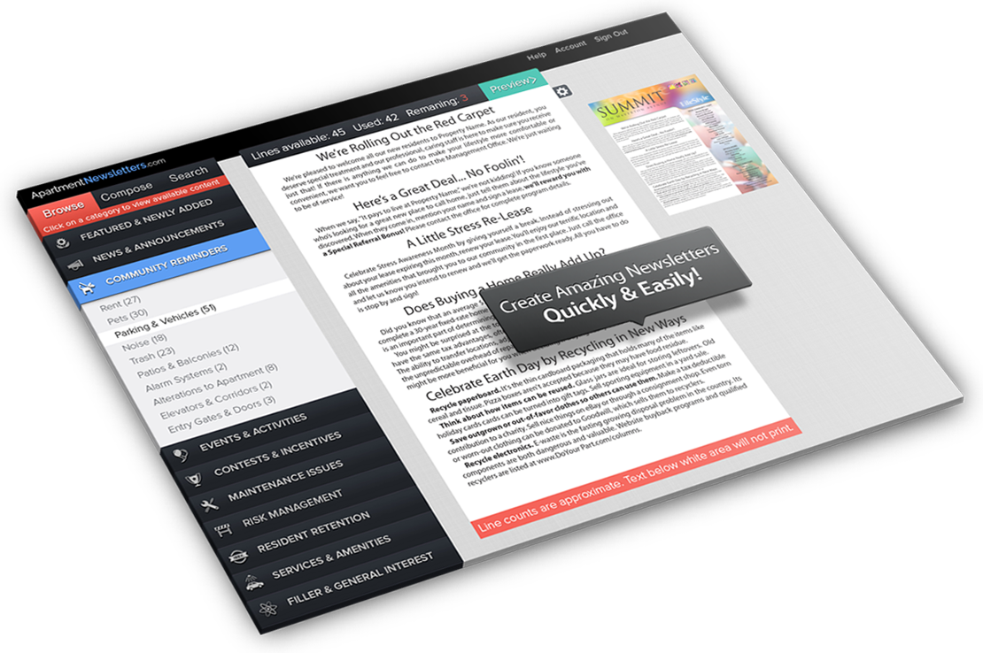 Apartment Newsletters, Community Newsletters, Online Newsletter Service